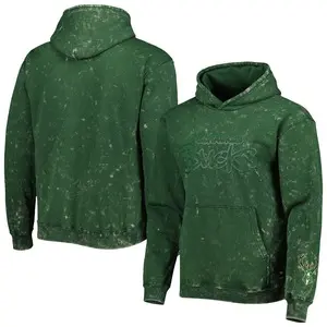 THE WILD COLLECTIVE Milwaukee Bucks Tonal Acid Wash Pullover Hoodie