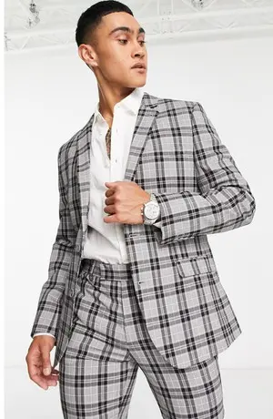 Asos Plaid Super Skinny Suit Jacket
