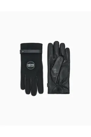 Giorgio Armani Neve Nappa-leather And Technical Nylon Gloves - Black