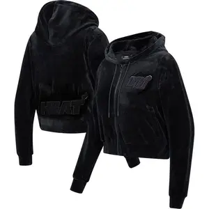 PRO STANDARD Miami Heat Triple Velour Full-zip Hoodie - Black