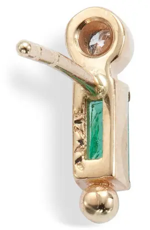 Anzie Cléo Emerald Baguette & Diamond Stud Earrings