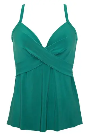 MIRACLESUIT® Allura Rock Solid Crisscross Tankini Top - Malachite Green