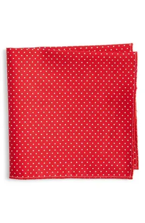 CLIFTON WILSON Dot Cotton Pocket Square - Red