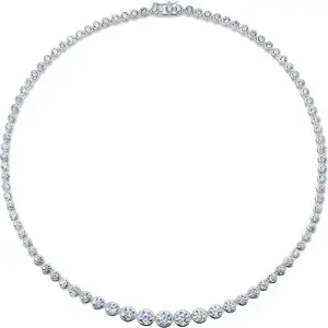 CRISLU Crislu Graduated Bezel Necklace Platinum