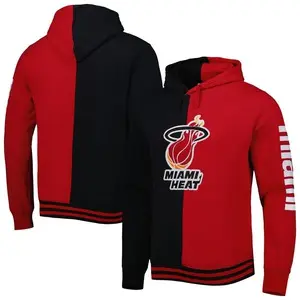 Mitchell & Ness Red Miami Heat Hardwood Classics Split Pullover Hoodie - Black