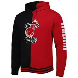 Mitchell & Ness Red Miami Heat Hardwood Classics Split Pullover Hoodie
