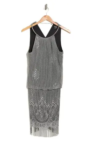 SL FASHIONS Chain Neck Blouson Dress