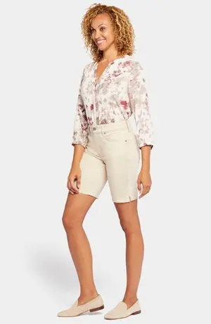 NYDJ Ella Floral Print Bermuda Shorts - Feather