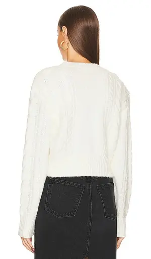 HELSA Lamis Cropped Cable Cardigan In Ivory