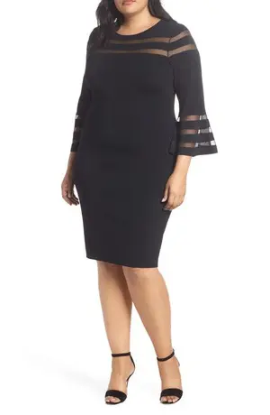 Eliza J Mesh Stripe Sheath Dress