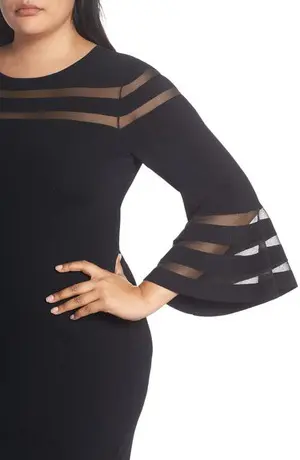 Eliza J Mesh Stripe Sheath Dress