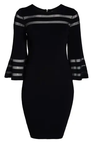 Eliza J Mesh Stripe Sheath Dress