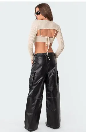 EDIKTED Faye Faux Leather Cargo Pants