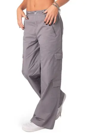 EDIKTED Zaria Stretch Cotton Cargo Pants - Gray