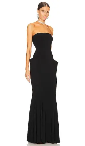 Norma Kamali Strapless Wing Fishtail Gown