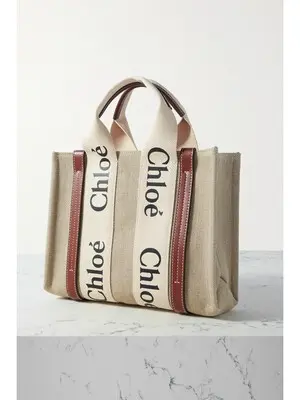 Chloé Net Sustain Woody Small Linen Tote