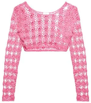 Anna Kosturova Bella Crochet Crop Top - Pink