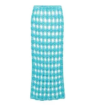 Anna Kosturova Rosette Crochet Maxi Skirt - Blue
