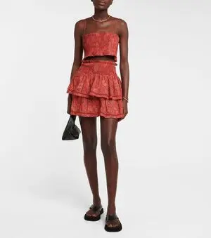 SIR. Allegra Floral Ramie Miniskirt