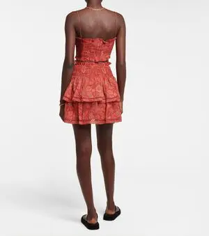SIR. Allegra Floral Ramie Miniskirt