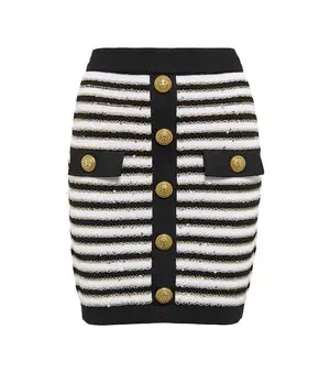 Balmain Striped High-rise Knit Miniskirt