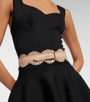 Alaïa Laser-cut Leather Corset Belt - Beige