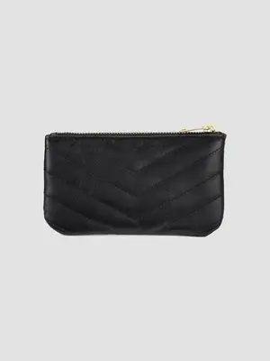 Saint Laurent Monogram Matelasse Leather Zip-around Wallet - Nero
