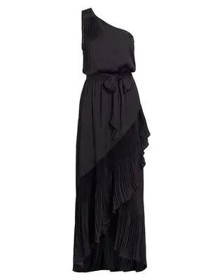 Ramy Brook Women's Nadine Draped One-Shoulder Dress - Black  - Black