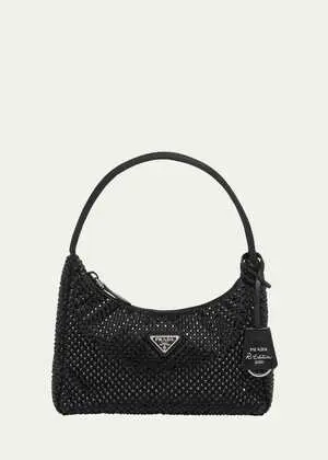Prada Allover Crystal Top-Handle Bag - F0002 Nero
