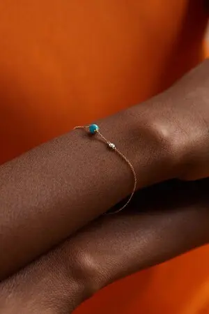 Mateo Dot 14-karat Gold, Turquoise And Diamond Bracelet - Blue