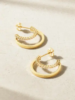 JENNIFER MEYER Double Hoops 18-karat Diamond Earrings - Gold