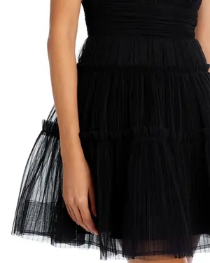 Bcbgmaxazria Strapless Tiered Tulle Mini Dress