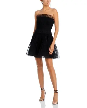 Bcbgmaxazria Strapless Tiered Tulle Mini Dress