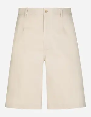 Dolce & Gabbana Stretch Cotton Shorts With Branded Tag Beige
