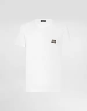 Dolce & Gabbana Cotton T-shirt With Branded Tag - White