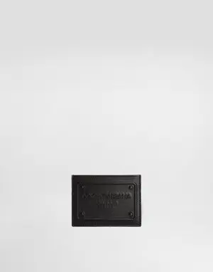 Dolce & Gabbana Calfskin Card Holder With Raised Logo - Black