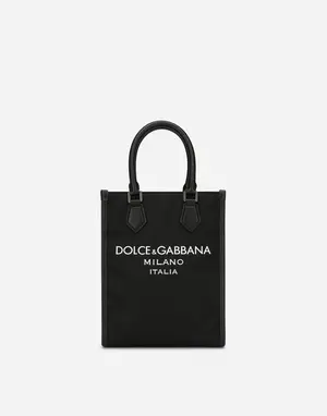 Dolce & Gabbana Small Nylon Bag With Rubberized Logo - Black