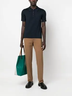 Sandro Knitted Polo Shirt With Zip Collar - Blue