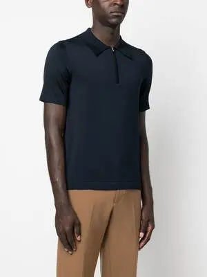 Sandro Knitted Polo Shirt With Zip Collar - Blue