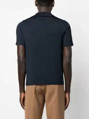 Sandro Knitted Polo Shirt With Zip Collar - Blue