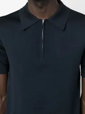 Sandro Knitted Polo Shirt With Zip Collar - Blue