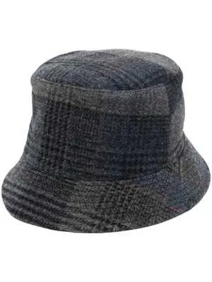 Fedeli Tartan-check Virgin Wool Hat - Blue