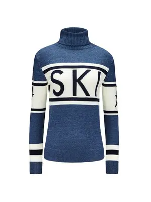 Perfect Moment "ski" Wool Turtleneck Sweater Dark Denim