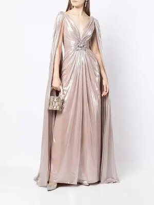 Jenny Packham Celia Cape-sleeved Gown