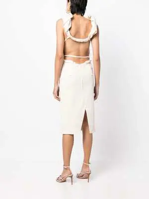 Jacquemus Open-back Ruffle-shoulder Dress