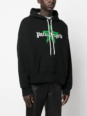 Palm Angels Star Sprayed Logo Hoodie - Black