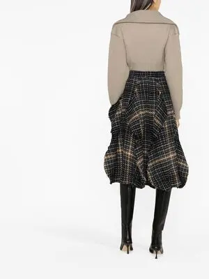 CHARLES JEFFREY Check Pattern Midi Skirt