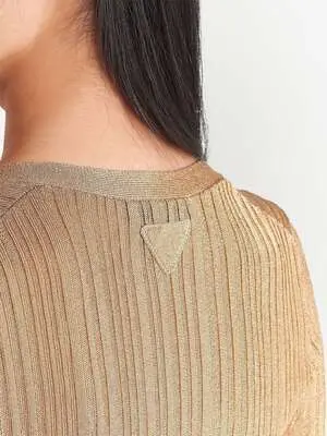 Prada V-neck Lamé Cardigan
