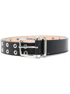 Alexander McQueen Eyelet-studded Leather Belt - Black