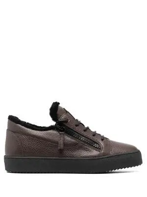 GIUSEPPE ZANOTTI Leather Low Top Sneakers - Brown